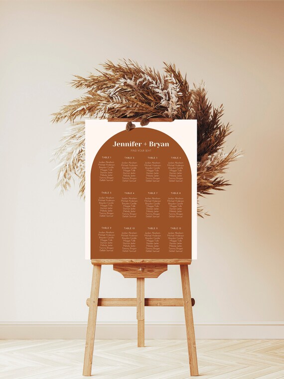 Seating Chart Template Boho Seating Chart Arched Seating - Etsy