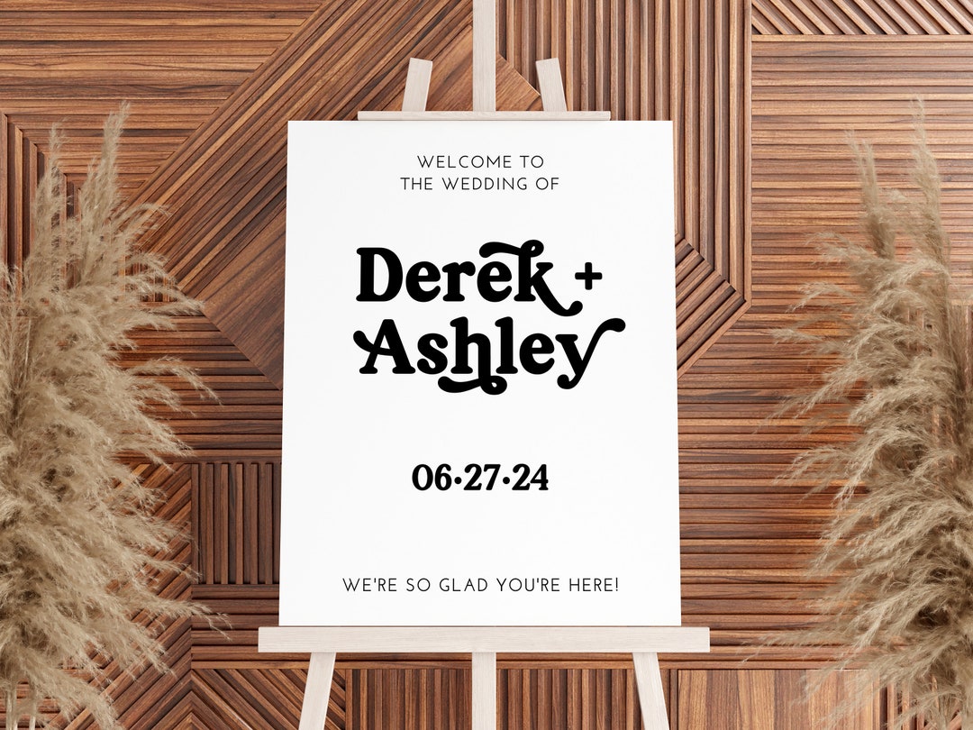 Retro Entry Wedding Sign, Welcome Wedding Sign Template, Entry Sign for ...