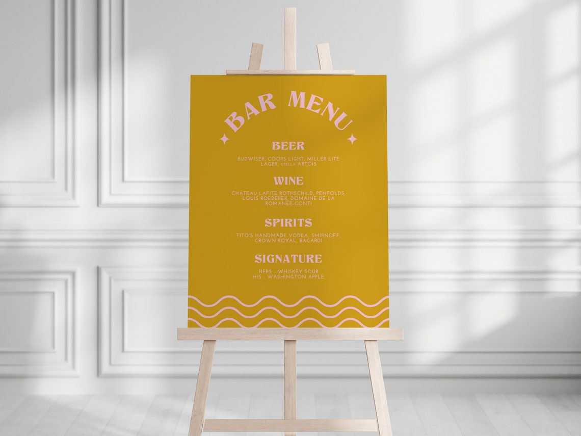 Bar Menu Sign Template Drink Menu Sign Wedding Signature - Etsy Canada