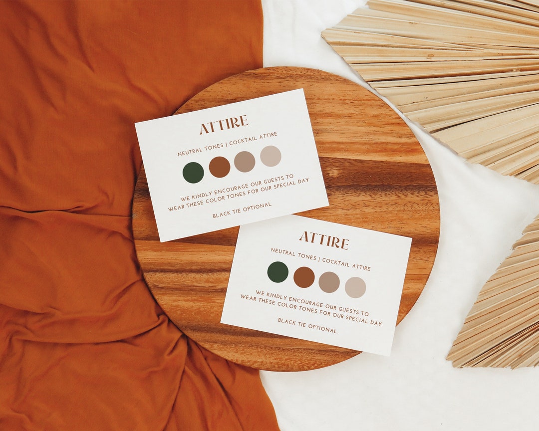 Attire Card, Wedding Details Card, Wedding Attire Card Template ...