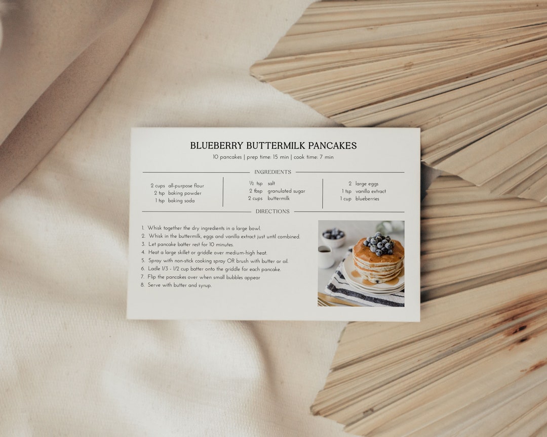 Editable Recipe Card, Personalized Recipe Template, Download Minimalist ...