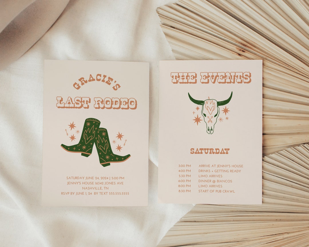 Last Rodeo Invitation, Bachelorette Party Invite, Bach Party Invite ...