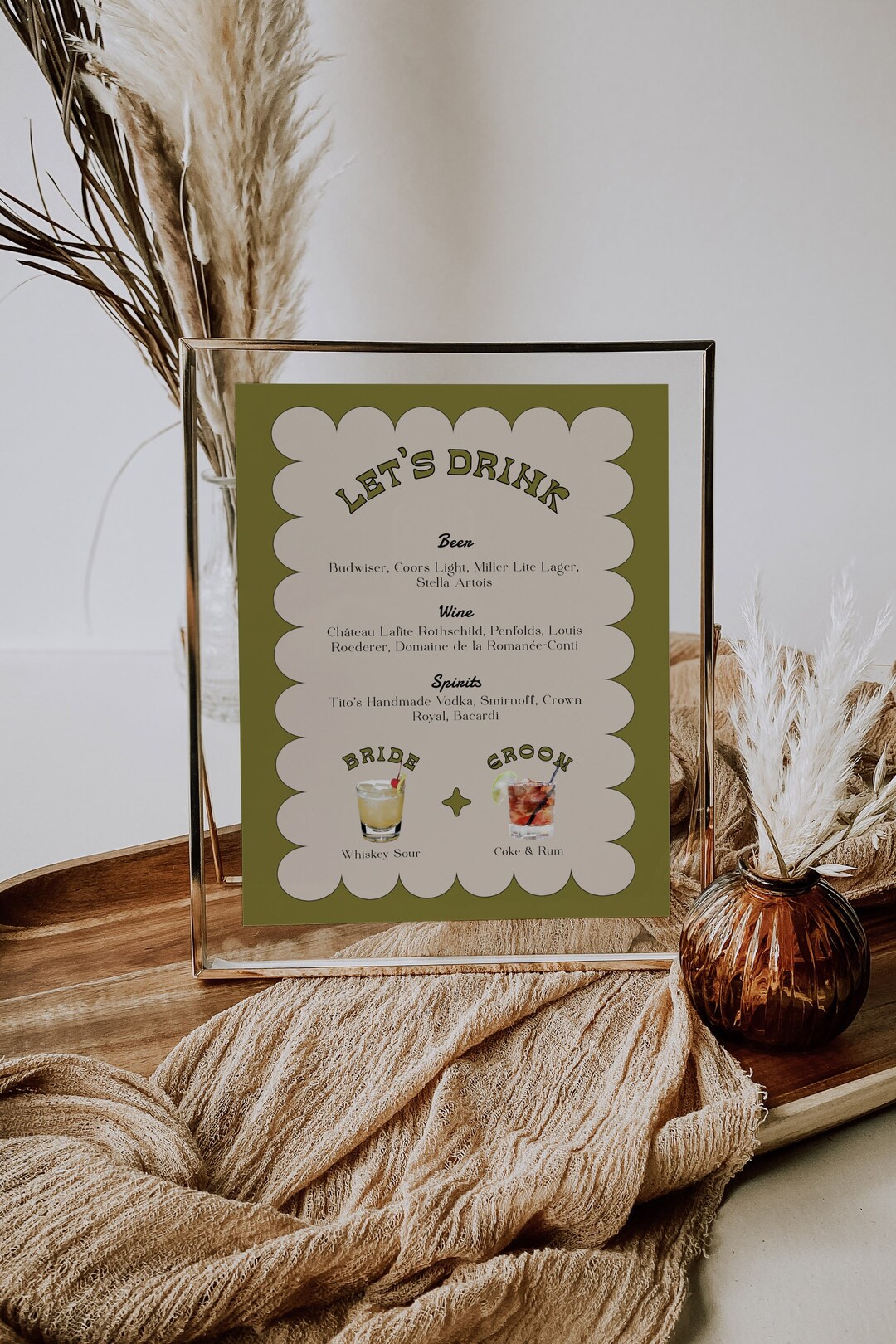 Signature Drinks Sign Template, Signature Cocktail Sign, Minimalist ...