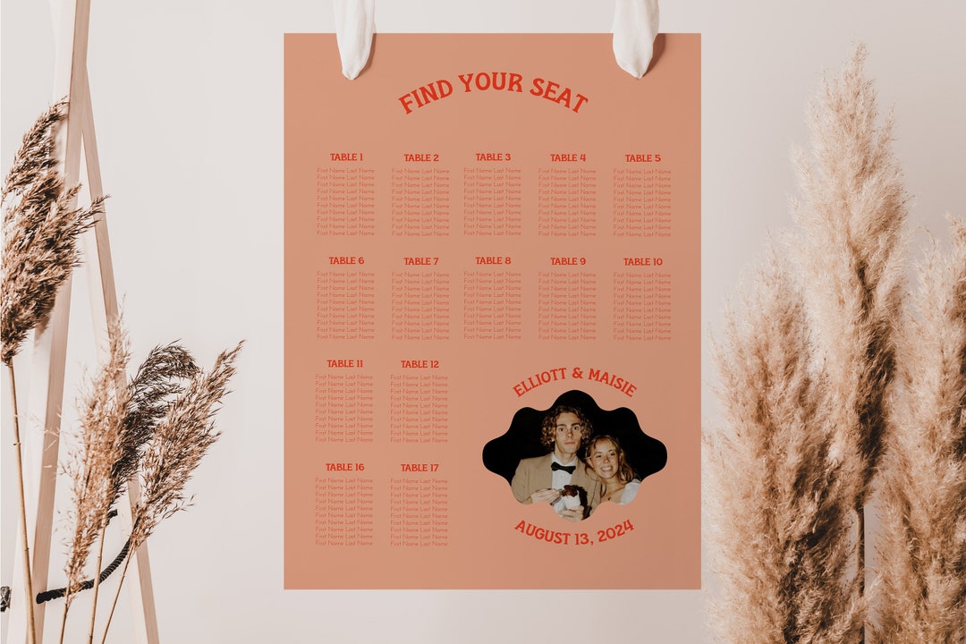 Seating Chart Template, Retro Seating Chart, Colourful Seating Chart ...
