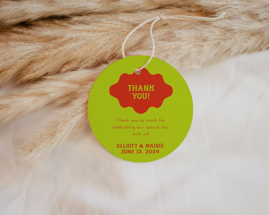 Colorful Gift Tag, Retro Party Tag, Wedding Favour Tag, Gift Tag, Party ...