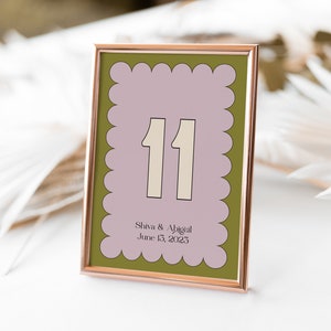 Retro, Colourful Photo Table Number Template, Eclectic Number Template ...