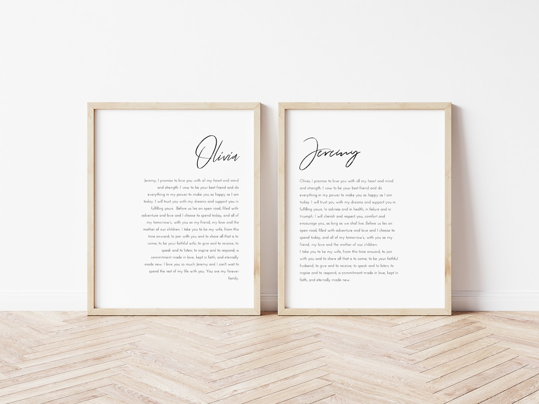 Wedding Vow Print, Custom Matching His and Hers Wedding Template ...