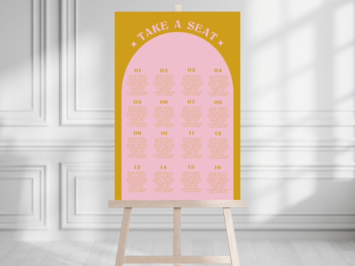 Seating Chart Template Boho Seating Chart Arched Seating - Etsy