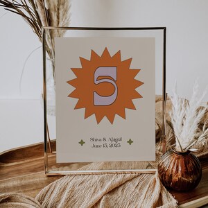 Retro, Colourful Photo Table Number Template, Eclectic Number Template ...