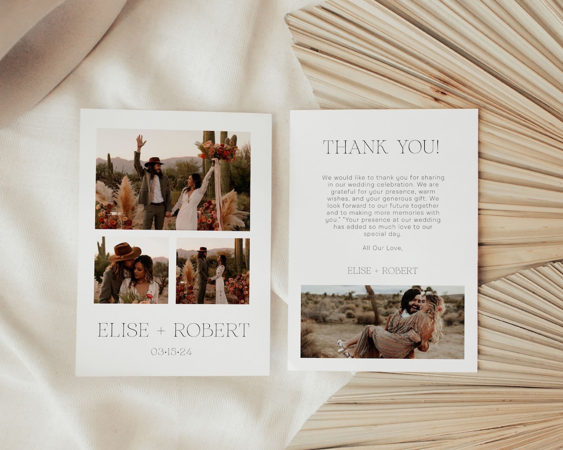 Wedding Thank You Card Template Wedding Thank You Card Thank - Etsy