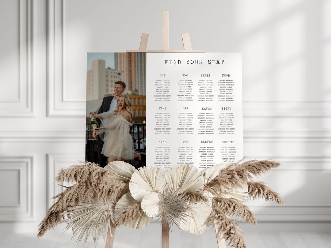 Seating Chart Template, Boho Seating Chart, Photo Seating Chart ...