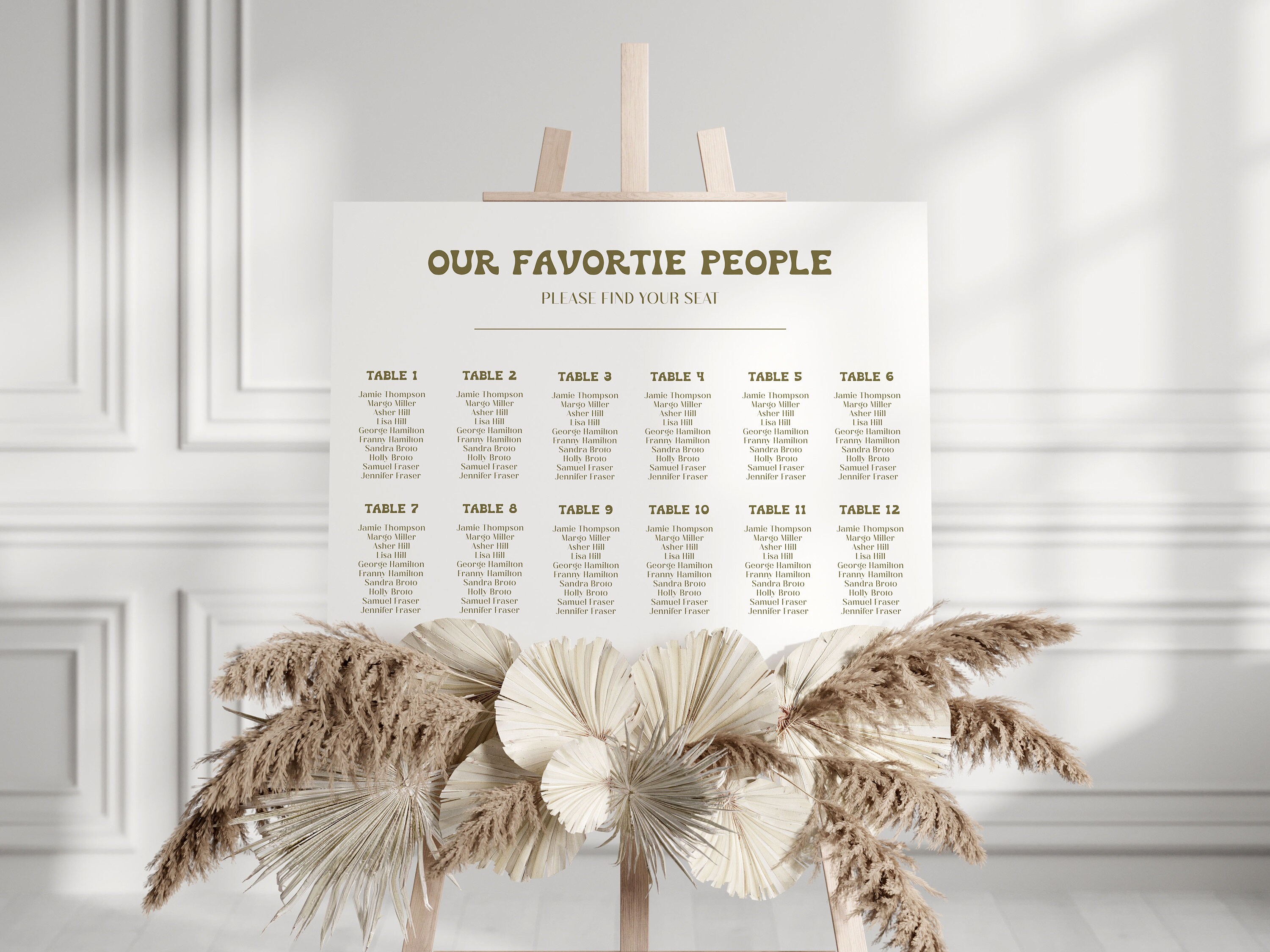Seating Chart Template Boho Seating Chart Arched Seating - Etsy Canada