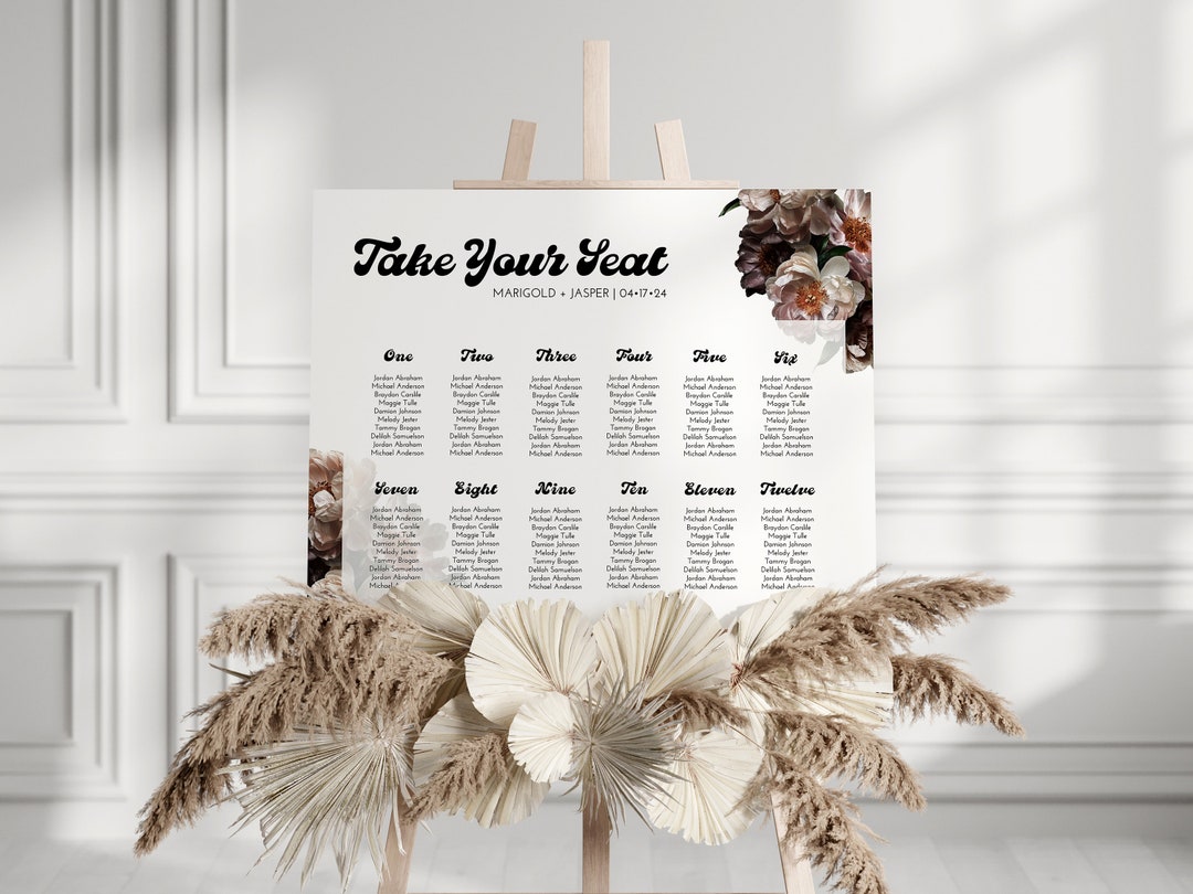 Seating Chart Template, Boho Seating Chart, Floral Seating Chart ...