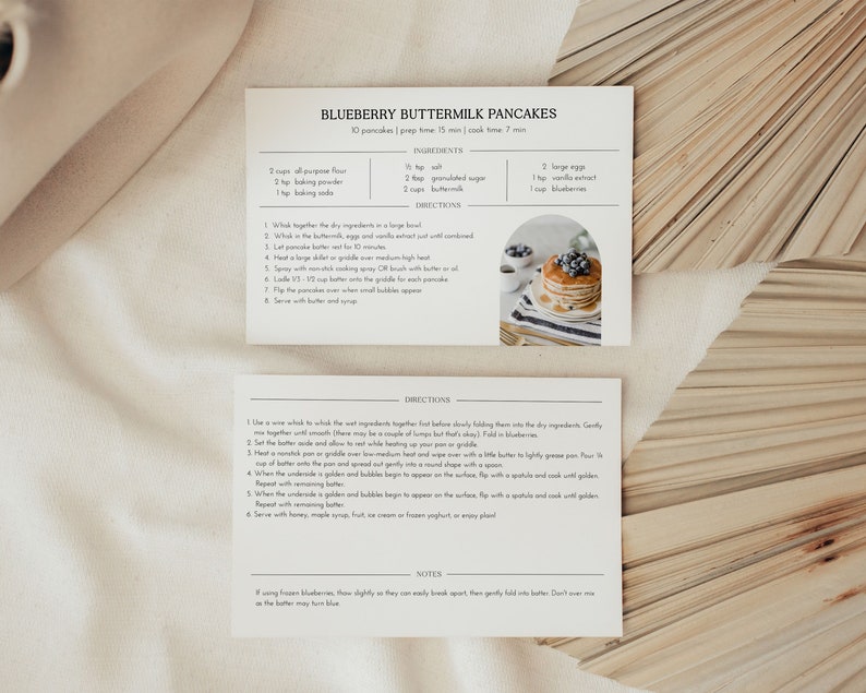 Editable Recipe Card, Personalized Recipe Template, Download Minimalist ...