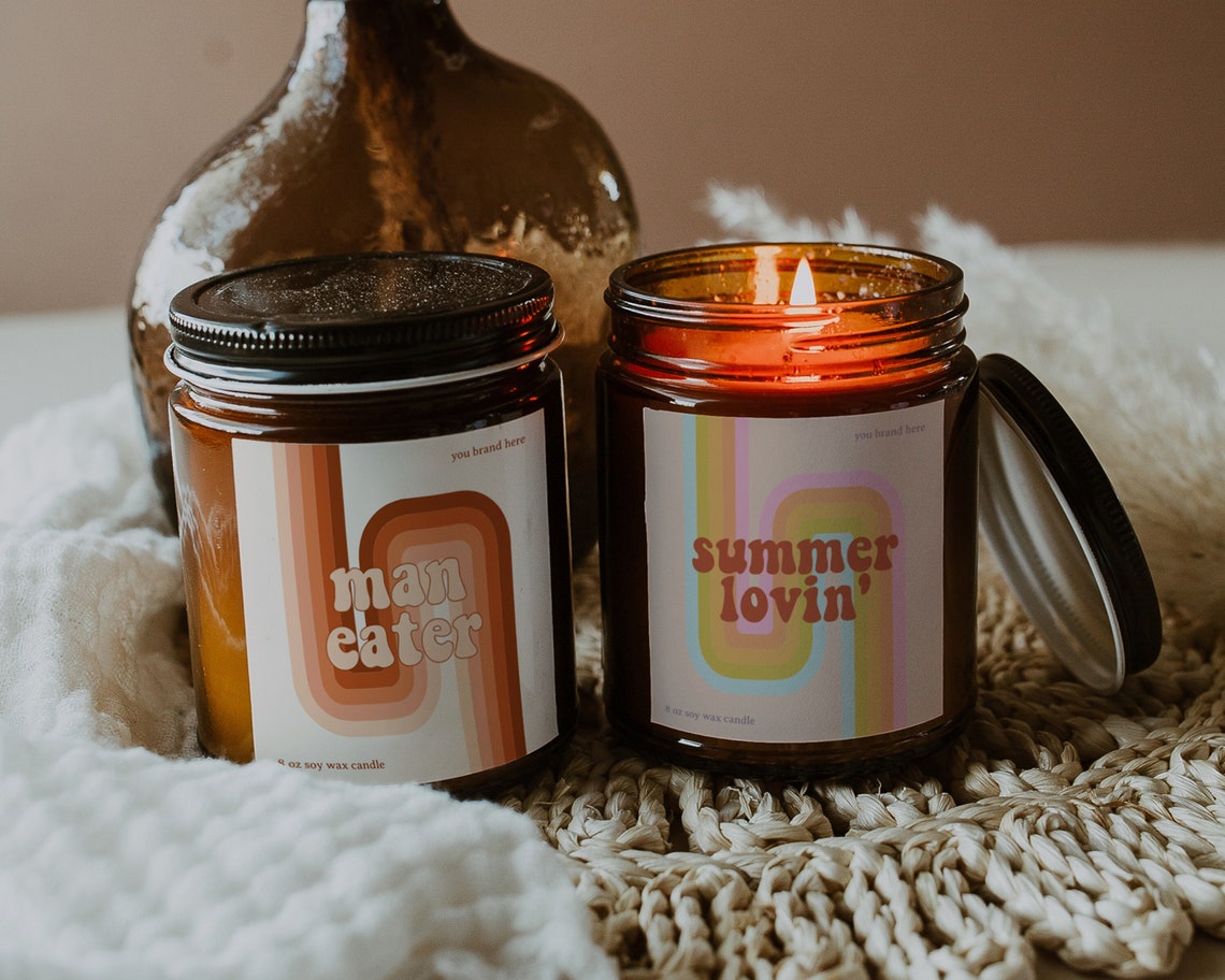 Candle Label Template Retro Label Candle Label Template - Etsy Canada