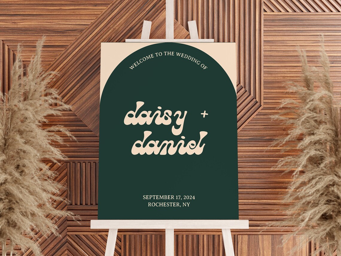 Retro Entry Wedding Sign Welcome Wedding Sign Template Entry - Etsy