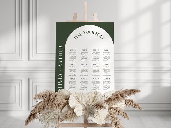 Seating Chart Template Boho Seating Chart Arched Seating - Etsy