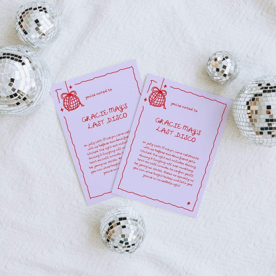 Last Disco Invitation, Bachelorette Party Invite, Bach Party Invite ...