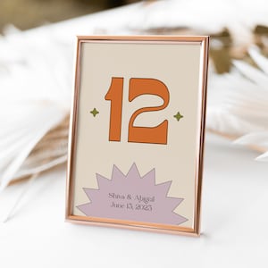 Retro, Colourful Photo Table Number Template, Eclectic Number Template ...