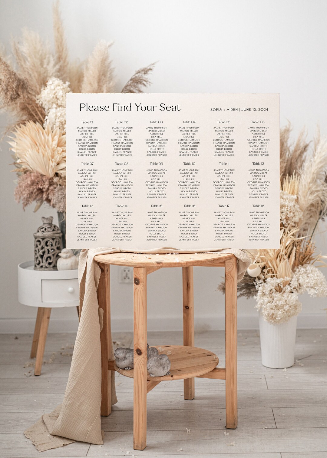 Minimal Seating Chart Template, Boho Seating Chart, Seating Chart ...