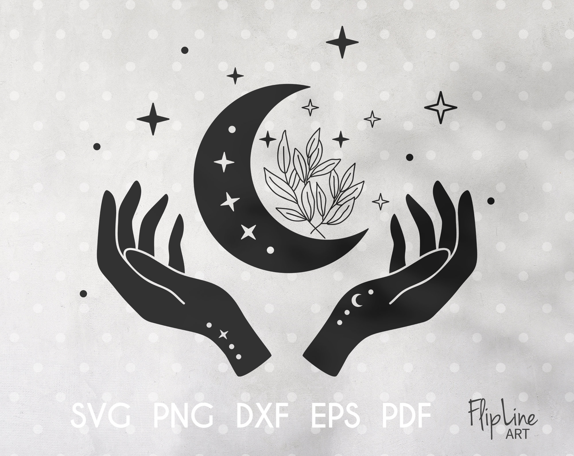 Witch Hands svg Crescent moon svg Hand logo Celestial clipart | Etsy