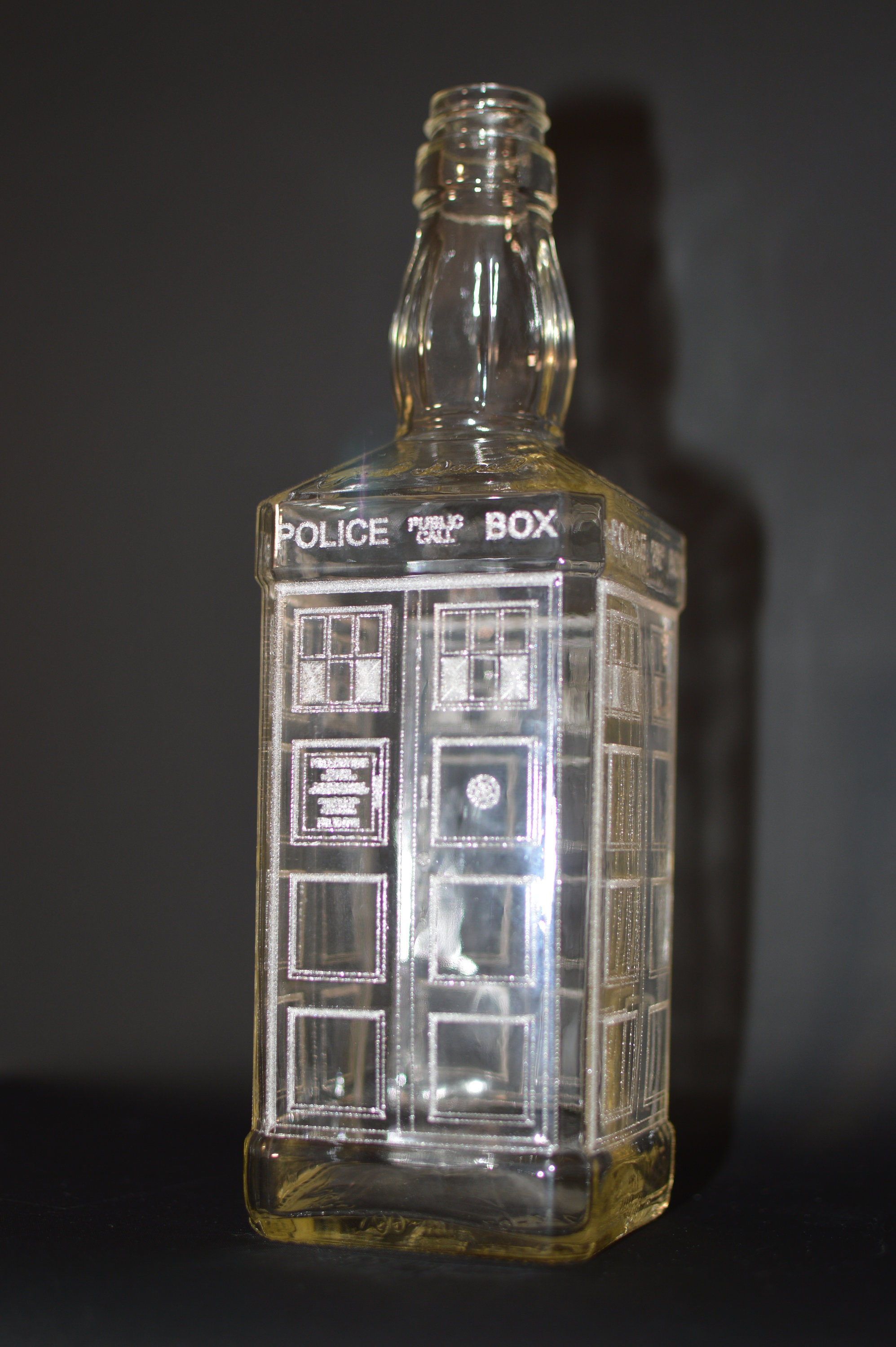 TARDIS Doctor Who Bottle Light: Laser Engraved Jack Daniel's Upcycled ...