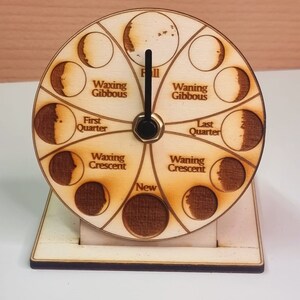 Desktop Moon Phase Clock: Laser Engraved Poplar Wood Lunar Tracker - Etsy