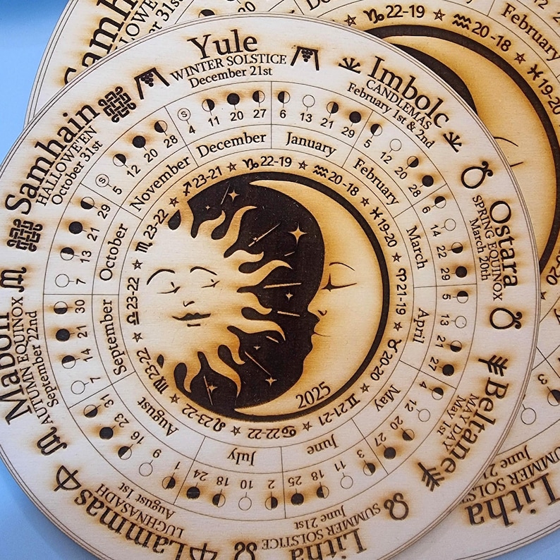 2026 Wheel of the Year Moon Phase Calendar, Smiling Sun & Moon - Etsy