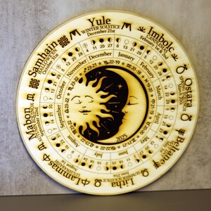 2025 Wheel of the Year Calendar: Laser Engraved Smiling Sun & Moon - Etsy