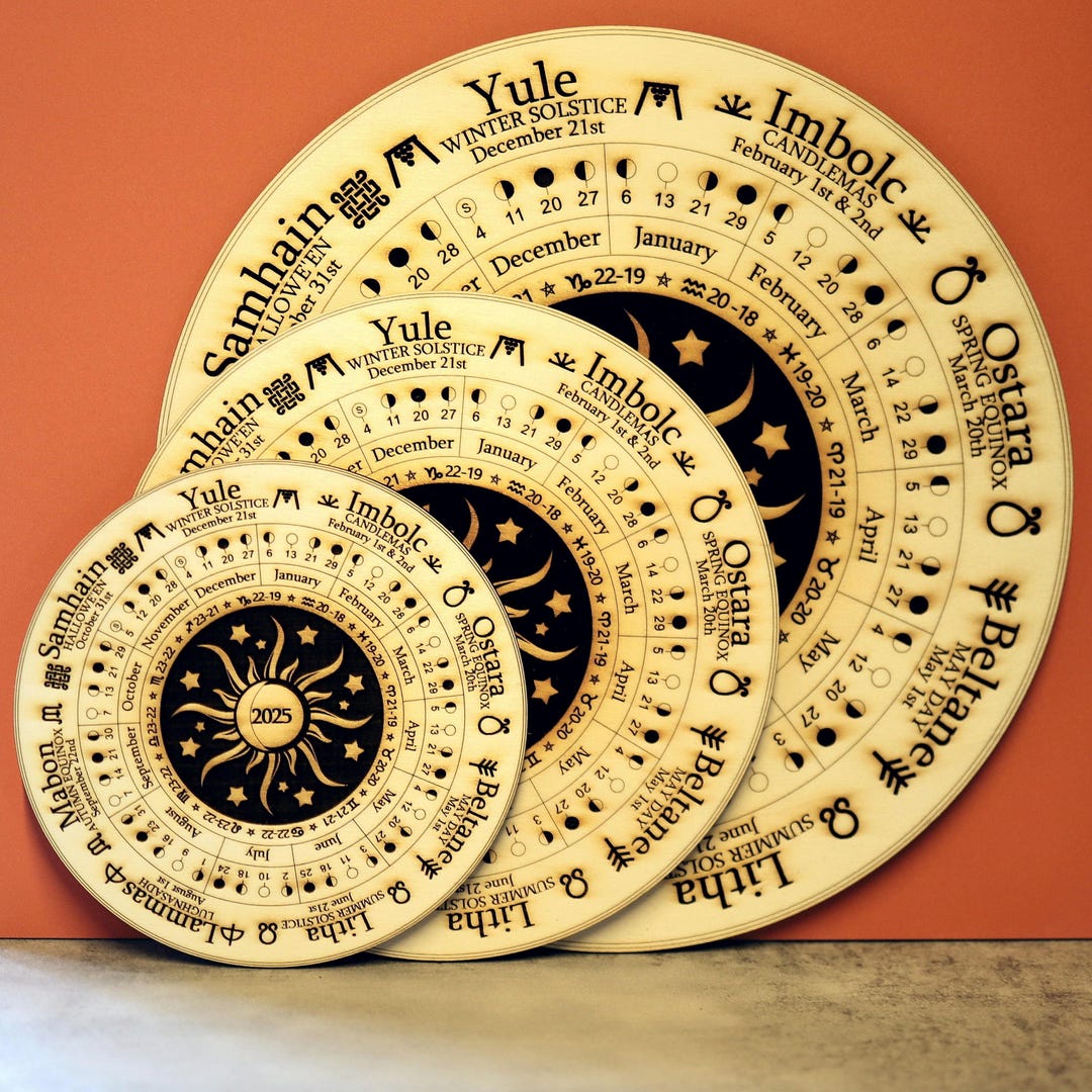 2025 Wheel of the Year Moon Phase Calendar, Available in 3 Sizes, Moon ...
