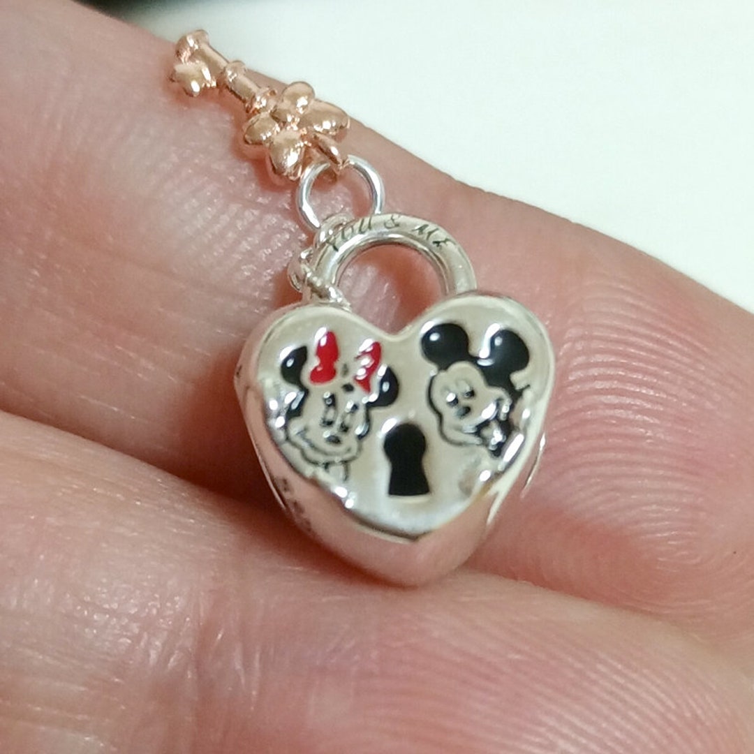 Disney Mickey Mouse & Minnie Mouse Padlock Charm 925 Silver - Etsy