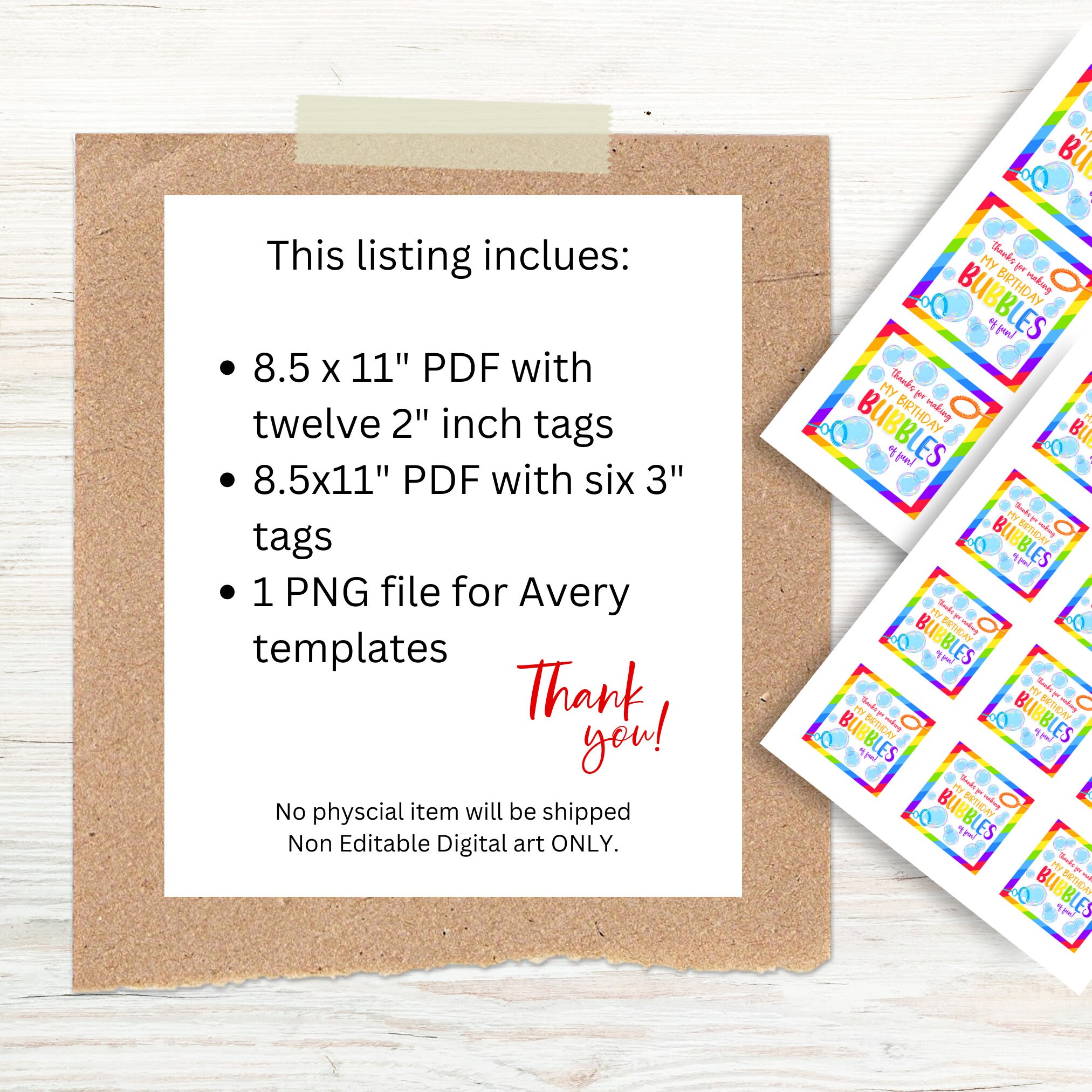 Printable Bubble Wand Birthday Tags. Printable Tags. Instant Download ...