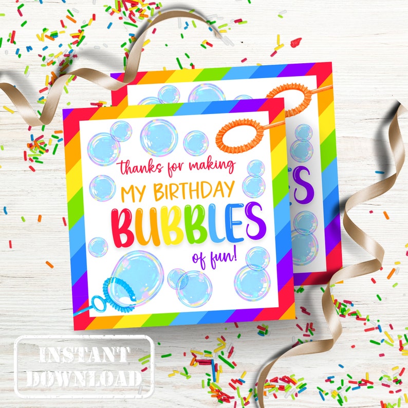 Printable Bubble Wand Birthday Tags. Printable Tags. Instant Download ...