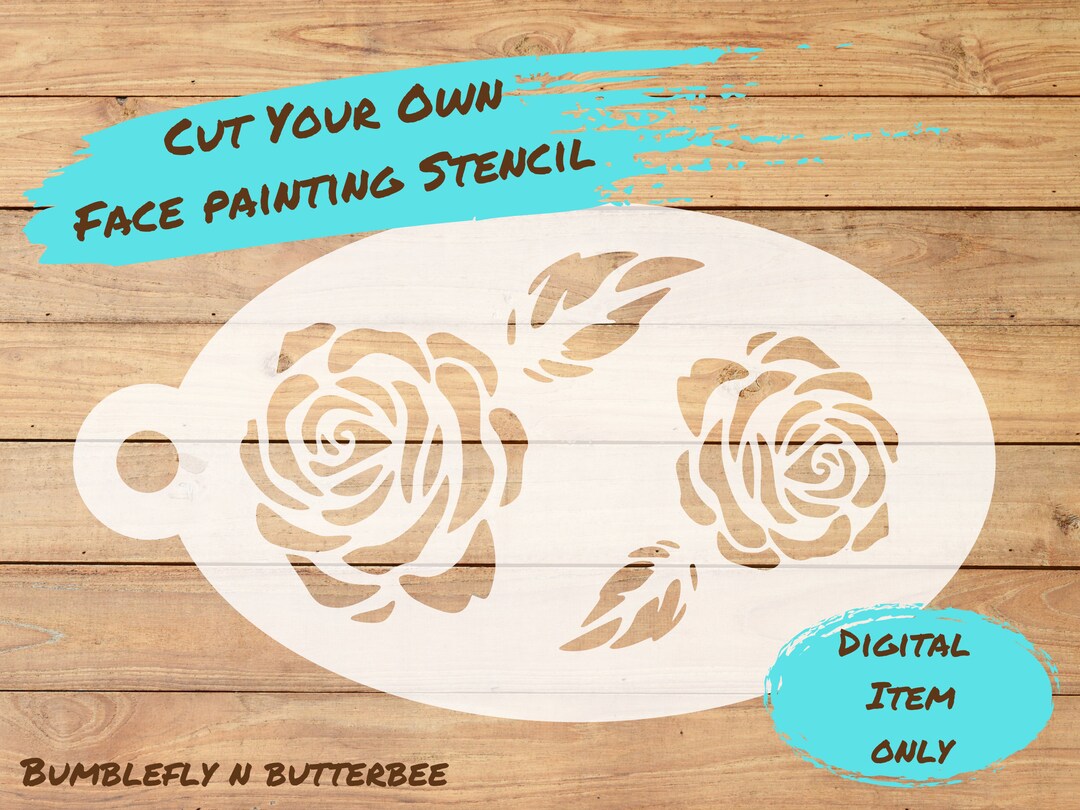 Roses Face Painting SVG Stencil, Rose Face Painting Cut File, DIY Roses ...