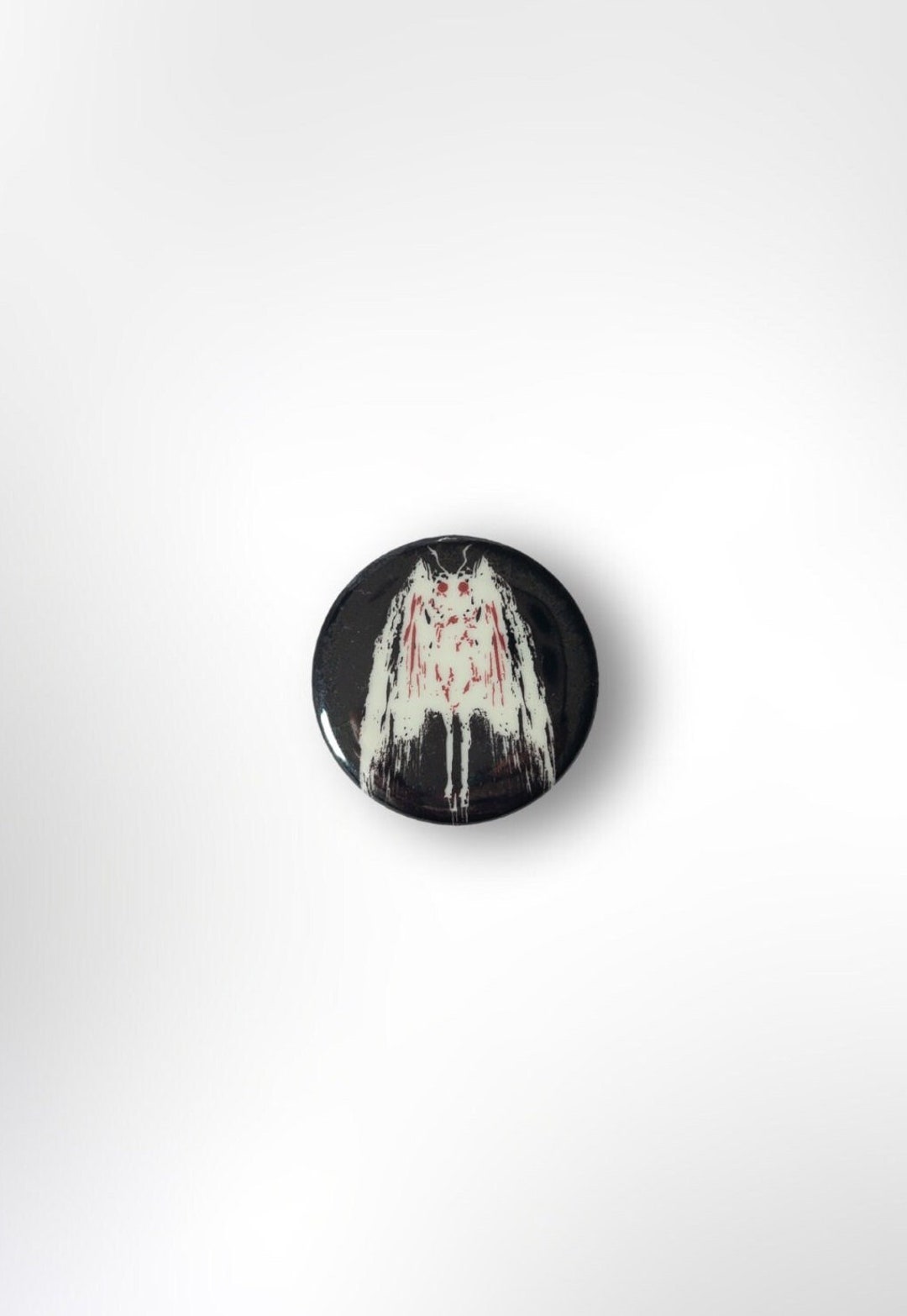 1.25" Glow-in-the-dark Mothman Cryptid Button Pin | Cryptids | Hats | Backpacks | Fanny Packs ...