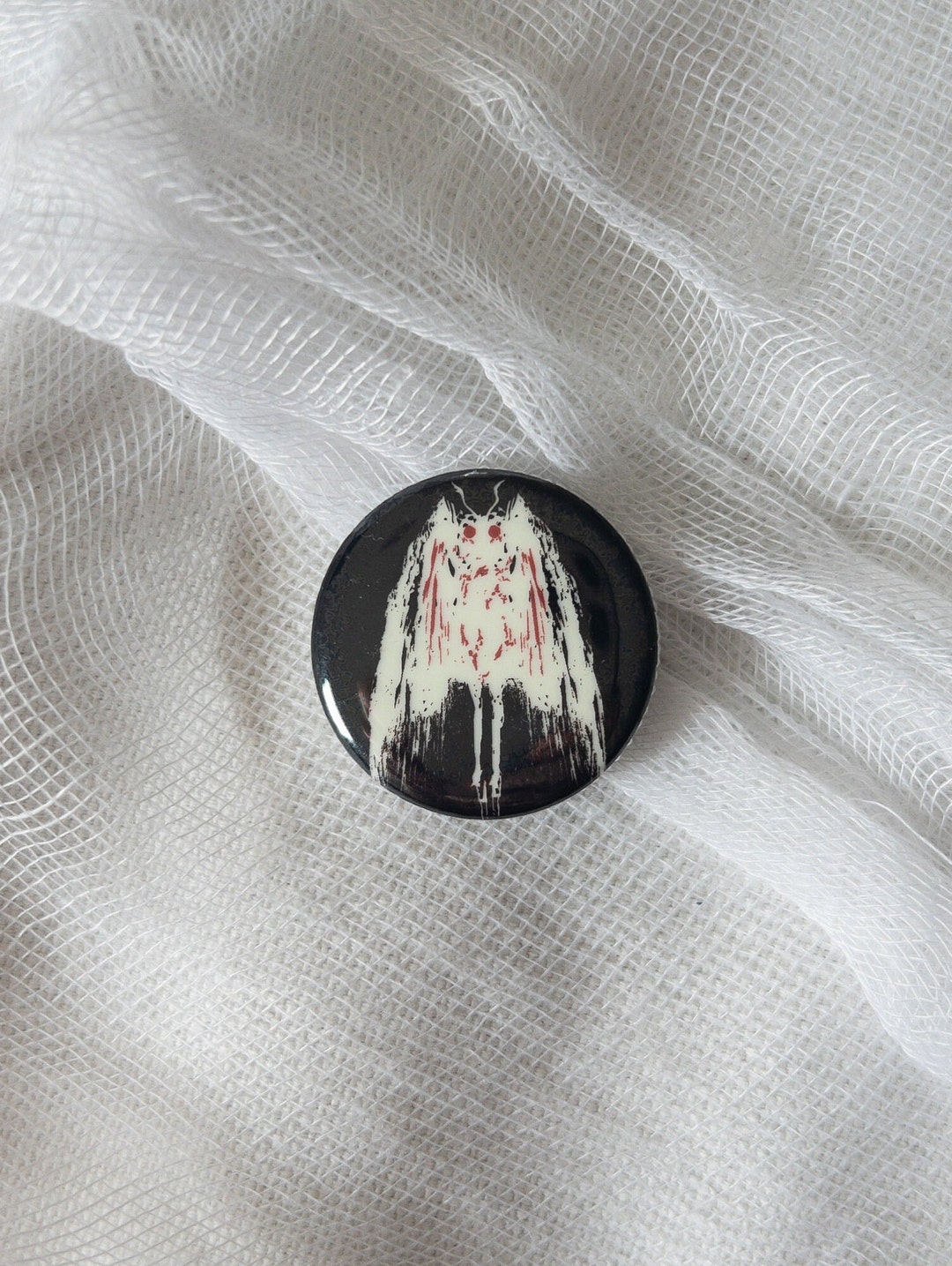 Glow-in-the-dark Mothman Cryptid Button Pin Cryptids Hats Backpacks ...