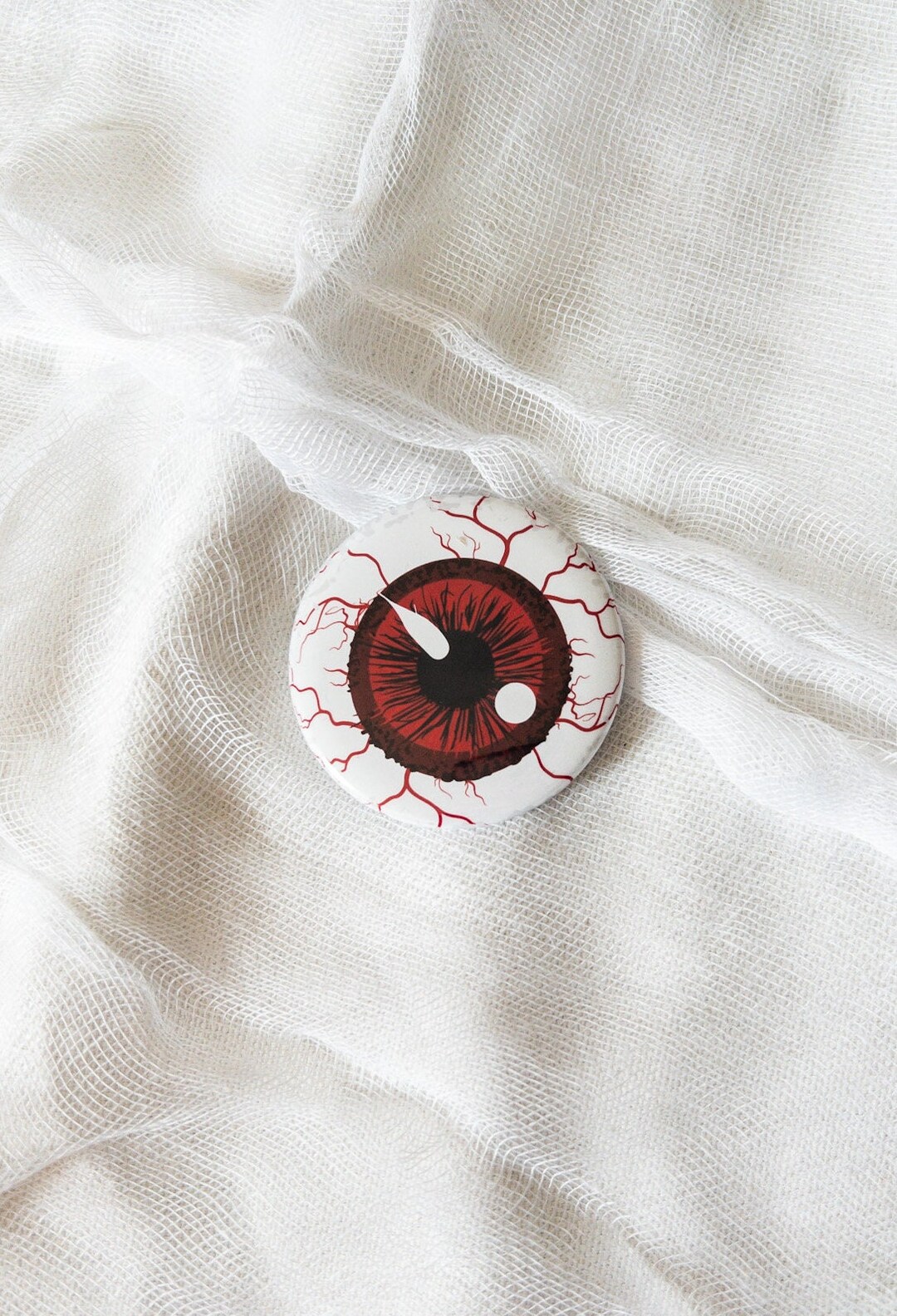 2.25" Red Eye Button Pin | Cryptids | Monsters | Hats | Backpacks ...