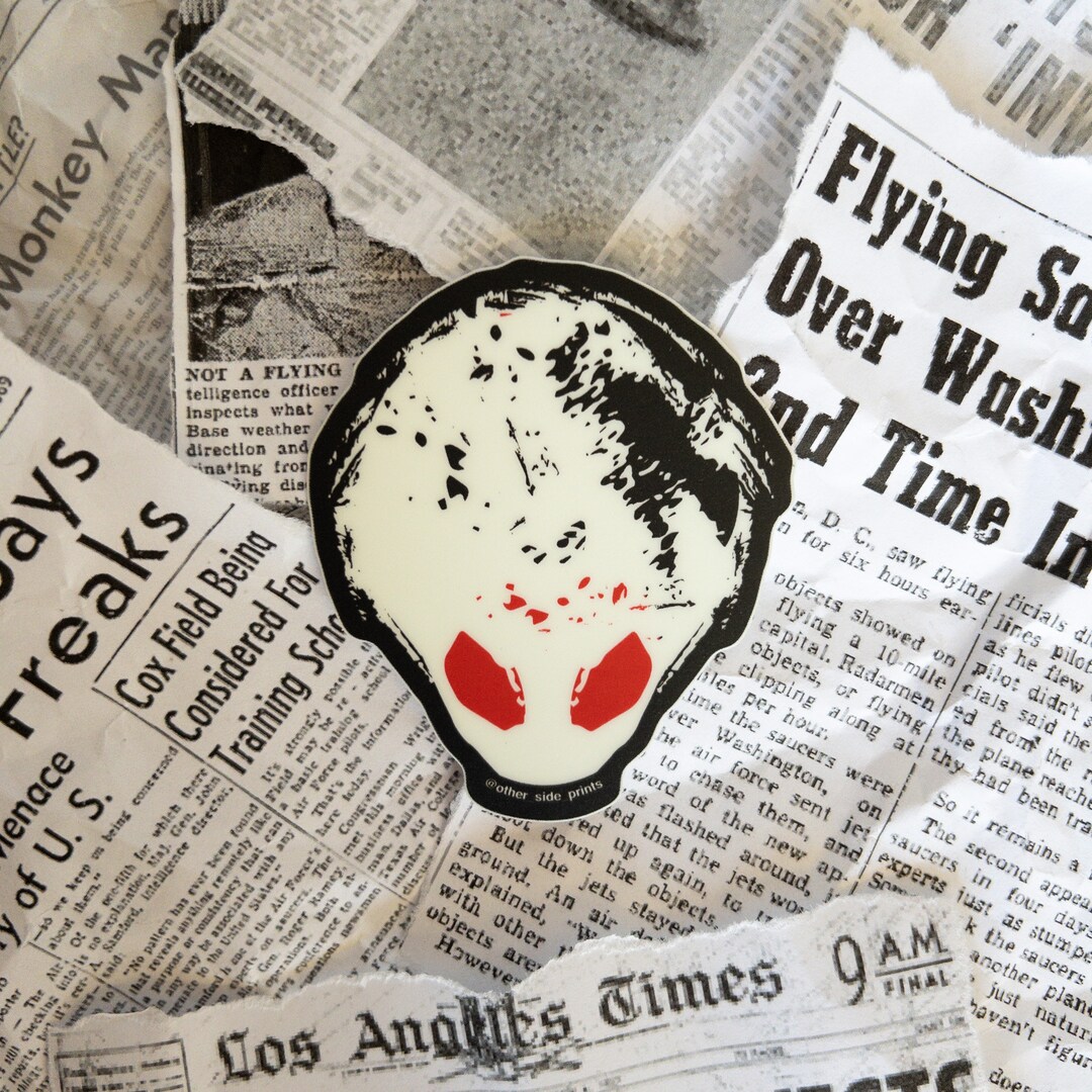 Glow-in-the-dark Alien Head Cryptid Stickers | Aliens | Sticker Pack ...