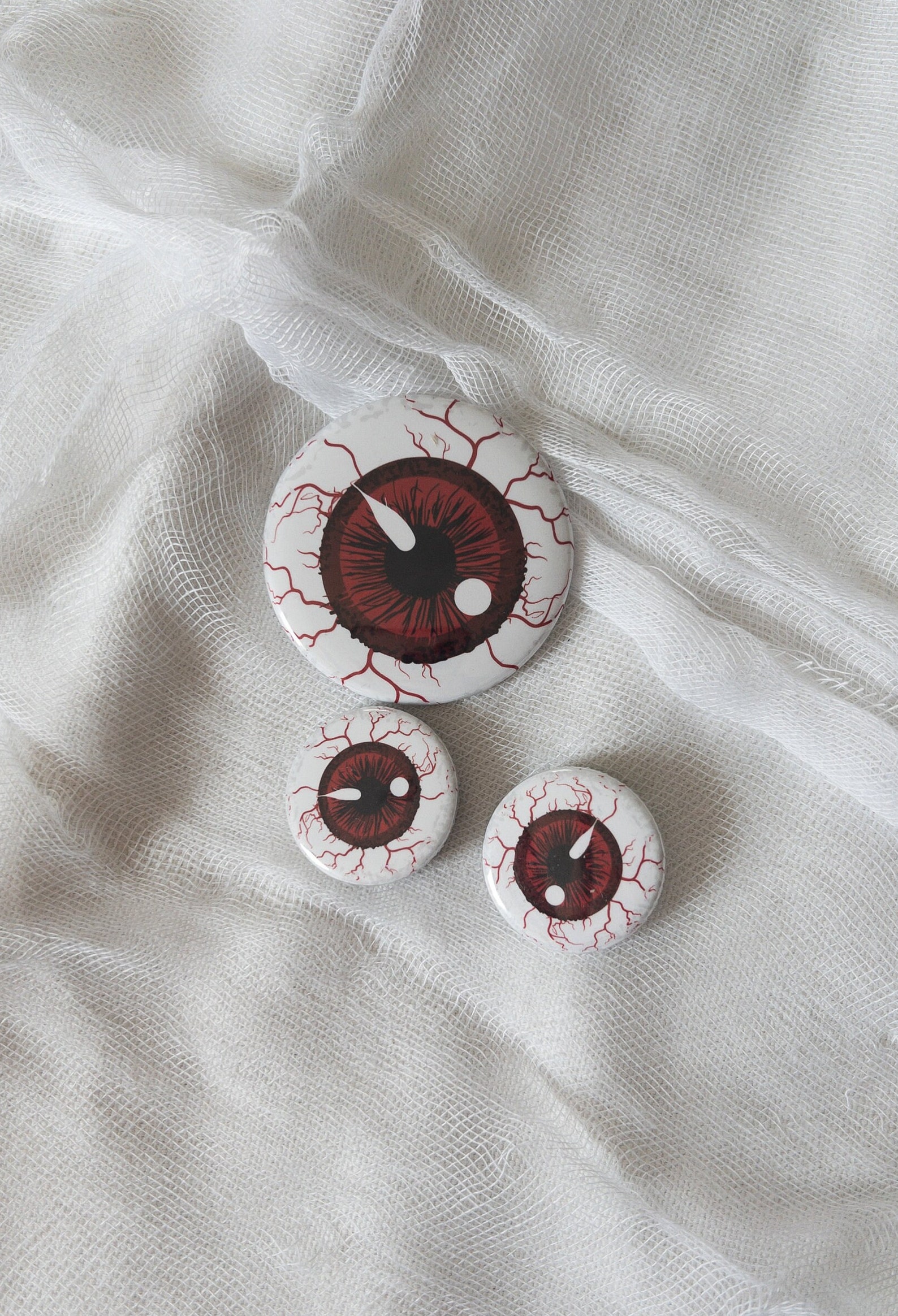 2.25" Red Eye Button Pin | Cryptids | Monsters | Hats | Backpacks ...