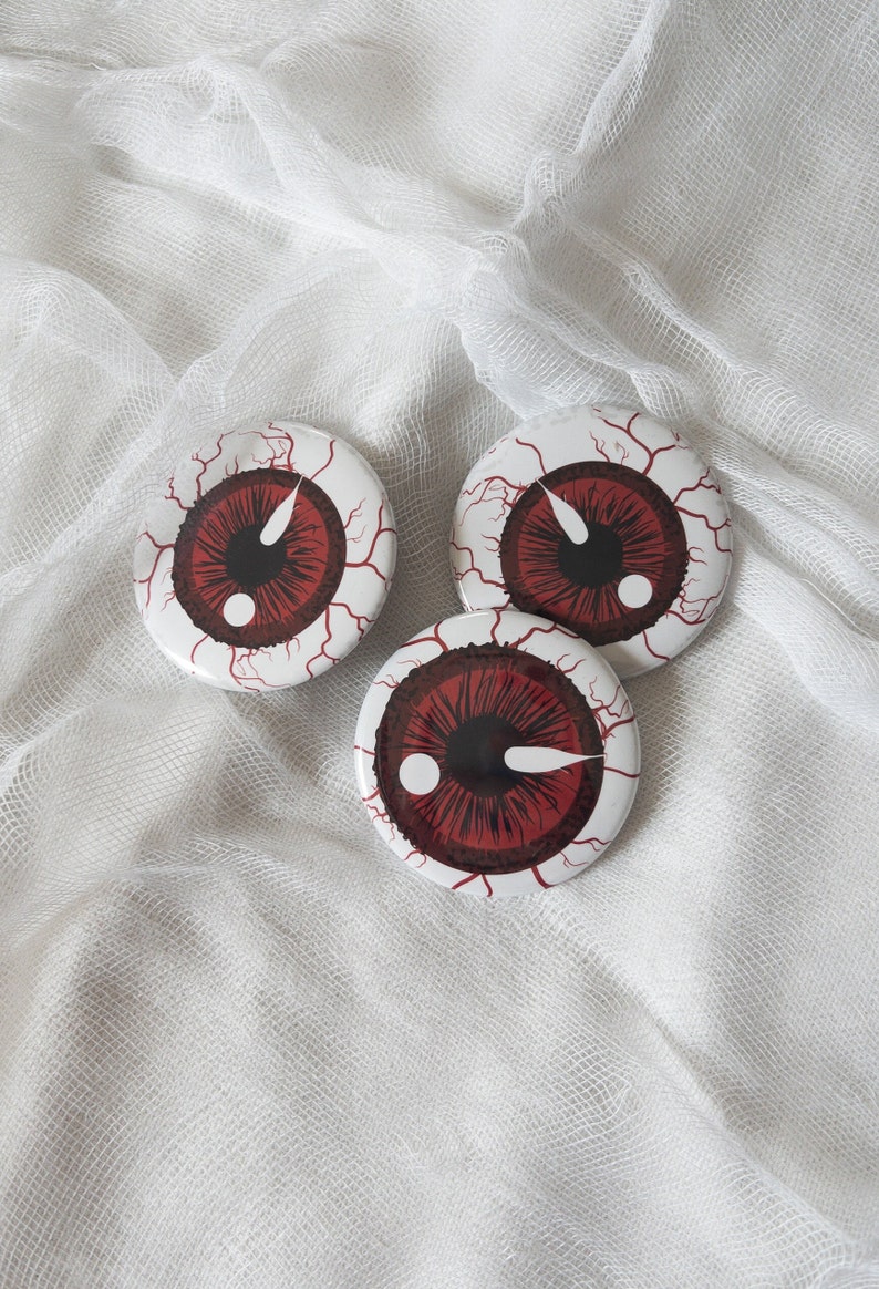 2.25" Red Eye Button Pin | Cryptids | Monsters | Hats | Backpacks ...