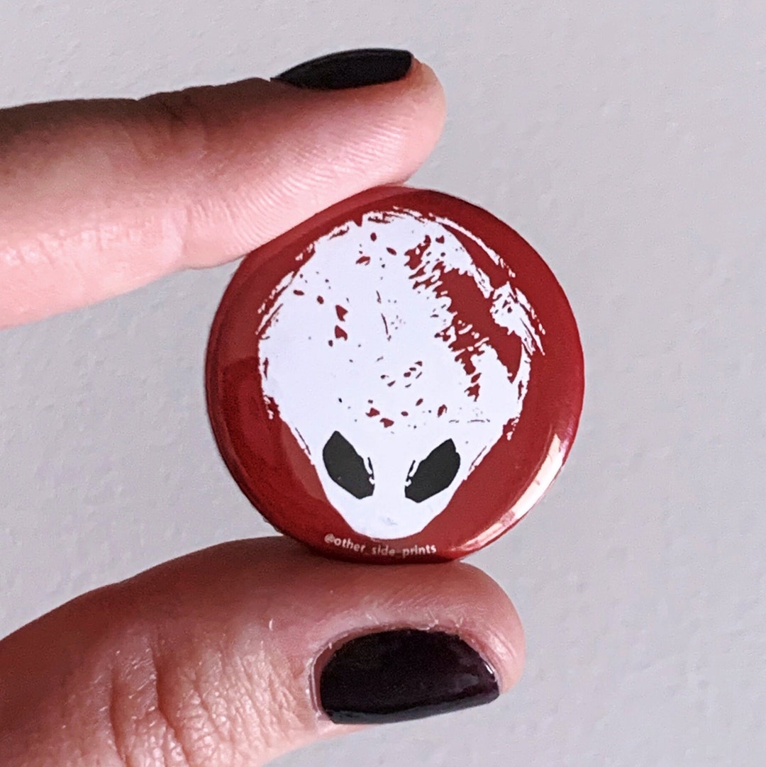 1.25" Red Alien Pin | Cryptids | Hats | Backpacks | Fanny Packs | Gift ...