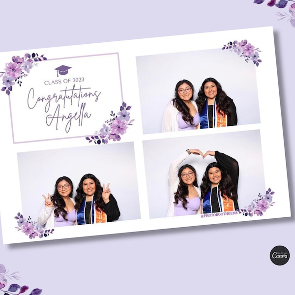 Purple Flower Photo Booth Template - Etsy