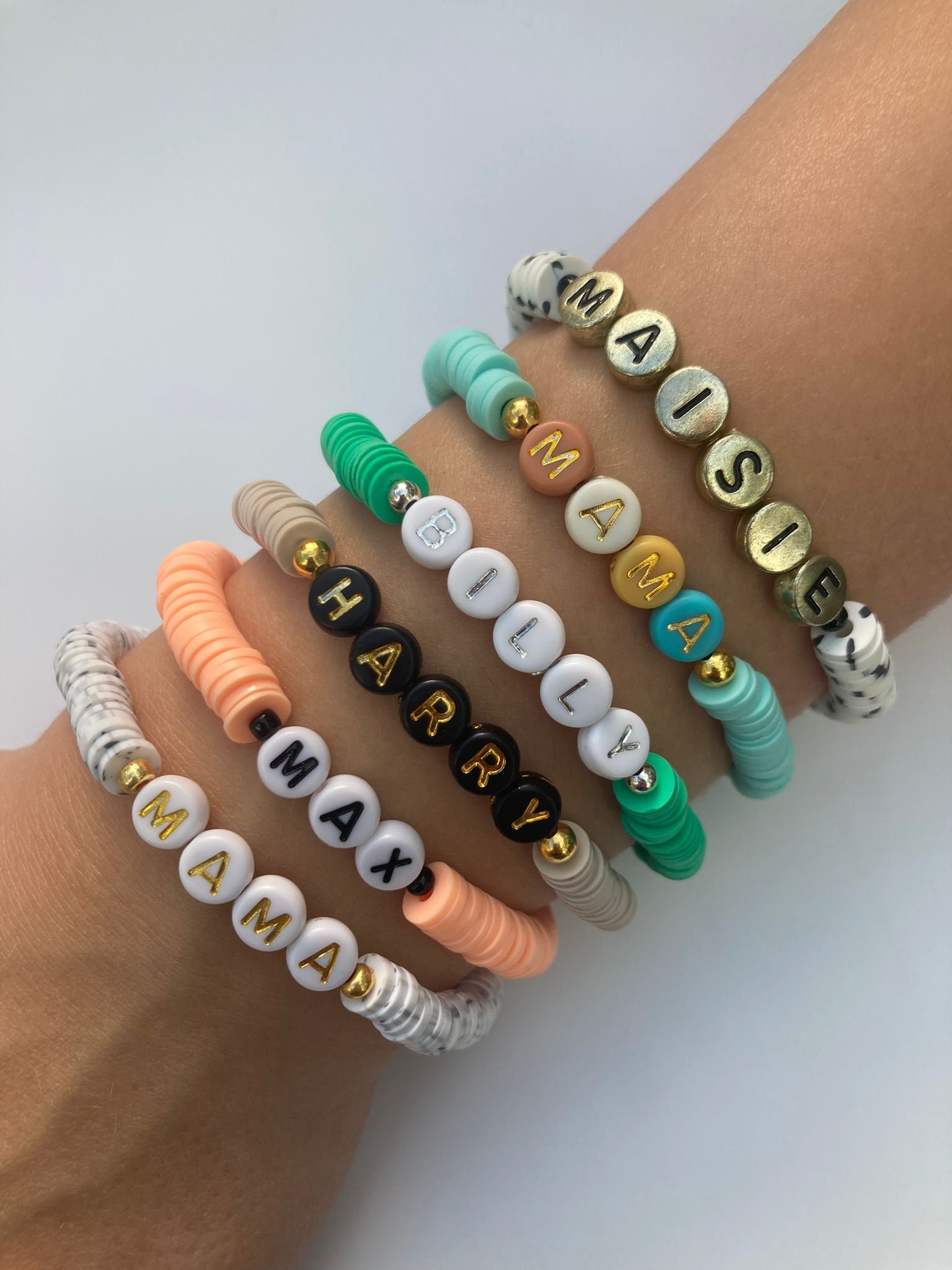Personalised Name Custom Beaded Word Bracelet Champagne Gold - Etsy UK