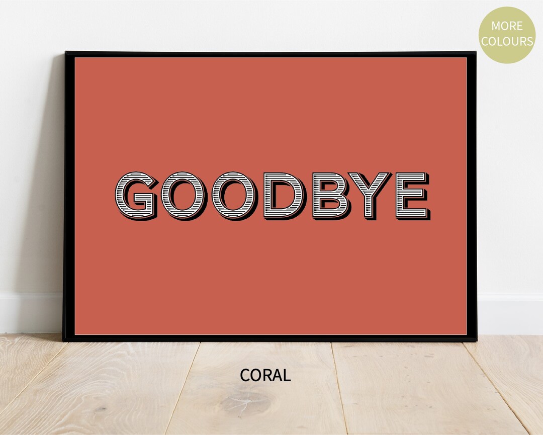 A4 Coral Goodbye Print, Welcome Poster, Bright Colourful Hallway Art ...