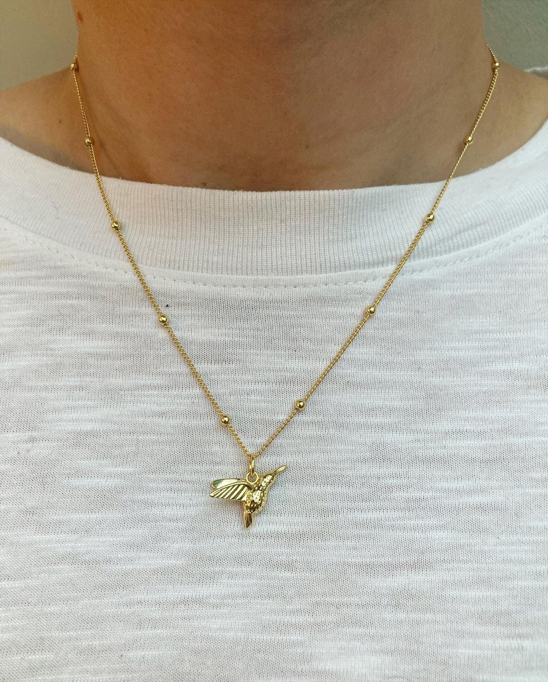 Swallow Hummingbird 3D Charm 18K Gold Plated Pendant Necklace ...