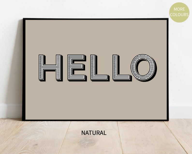 A3 Hello Print Welcome Poster Bright Colourful Hallway Art Etsy
