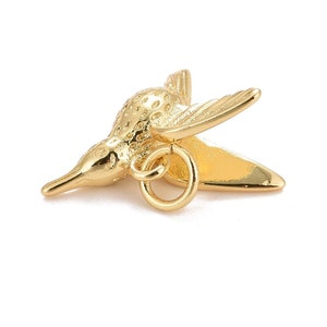 Swallow Hummingbird 3D Charm 18K Gold Plated Pendant Necklace ...