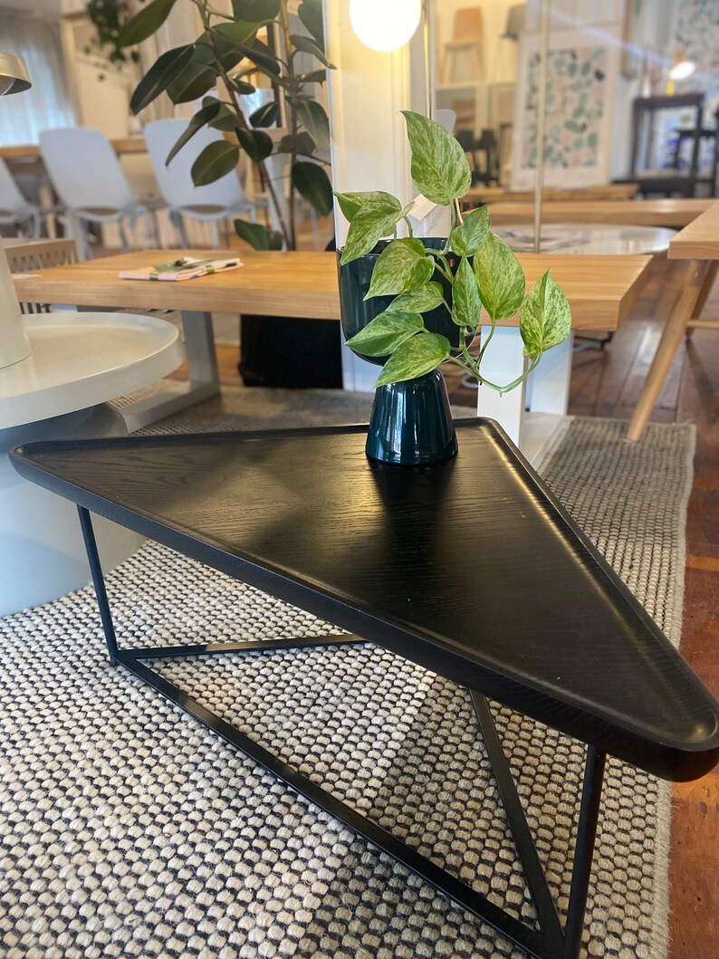 Black Selma Tri Coffee Table by Dane Craft - Triangular Timber Side ...