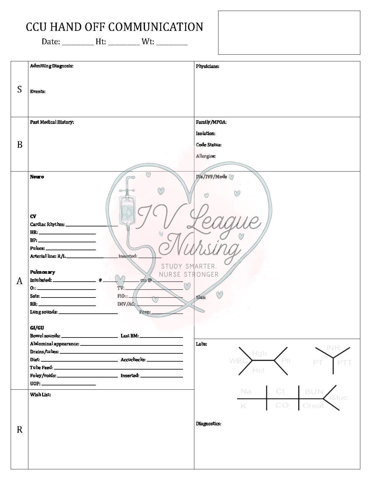SBAR Report Sheet | ICU Nurse Handoff Form | Digital Nursing Printable ...