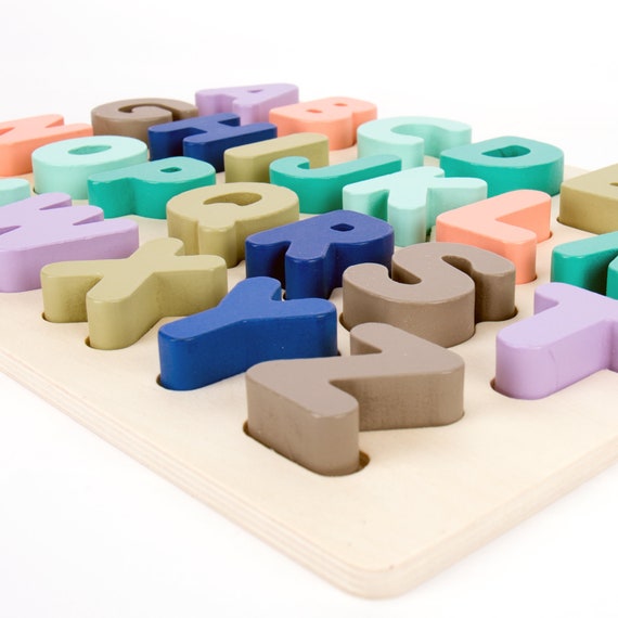 Home School Educational Blocks Wooden Alphabet Puzzle Shape Puzzle ...